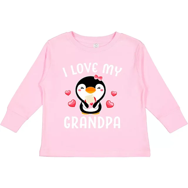 Bella Canvas I Love My Grandpa With Cute Penguin And Toddler Long Sleeve T- Toddler Shirt ...