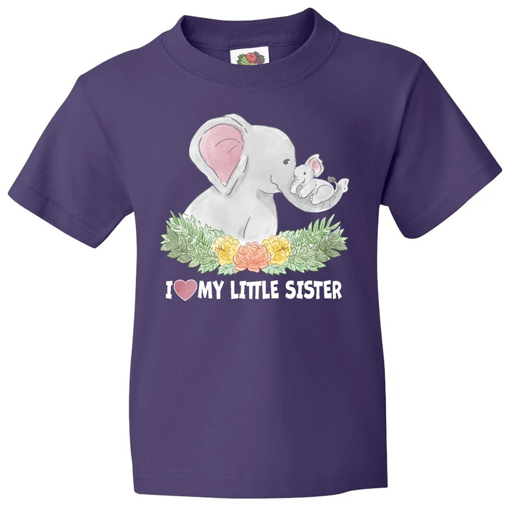 Bella Canvas I Love My Little Sister Elephant Family With Flowers Zoo Toddler Shirt - Walmart.com