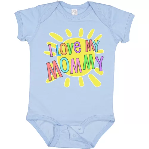 Bella Canvas I Love My Mommy- Sun And Rainbow Letters Baby Bodysuit Family Cute Mom Bodysuit ...
