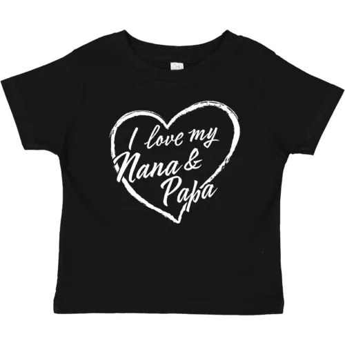 Bella Canvas I Love My Nana And Papa In White Chalk Heart Baby Toddler Shirt Family Style ...