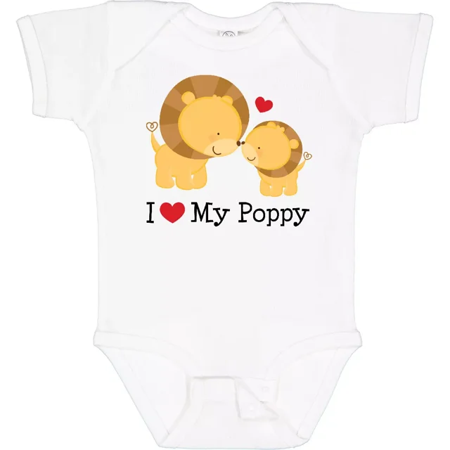 Bella Canvas I Love My Poppy Grandpa Baby Bodysuit Heart Grandchild Grandkids From Baby Bodysuit ...