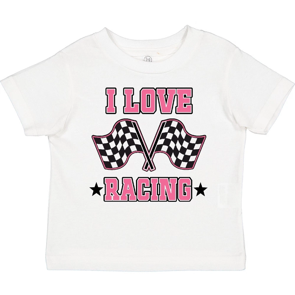 Bella Canvas I Love Racing Rally Flags Girls Toddler T-Shirt Cars ...