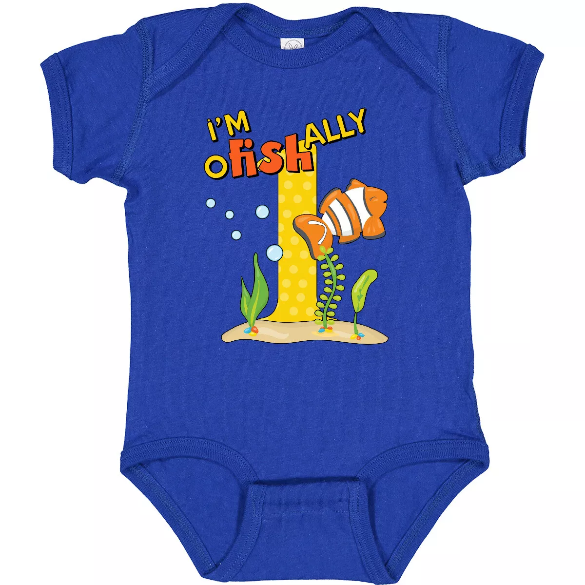Bella Canvas I'M O-Fish-Ally One Cute Clownfish First Birthday Baby Bodysuit 1St 12 Baby ...