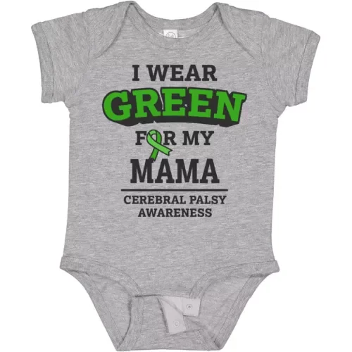 Bella Canvas I Wear Green For My Mama For Cerebral Palsy Baby Bodysuit Mom Cerebal Bodysuit ...
