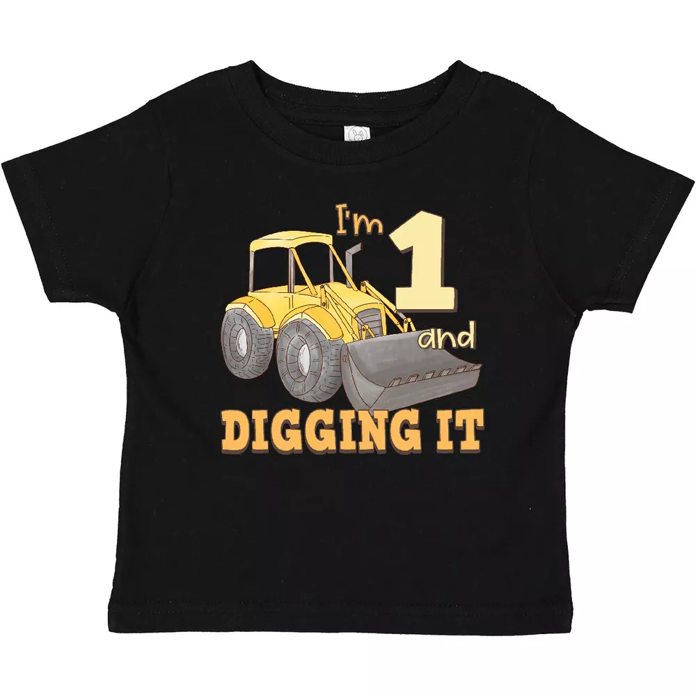 Bella Canvas I'm 1 And Digging It Bulldozer Baby Toddler Shirt Bull ...