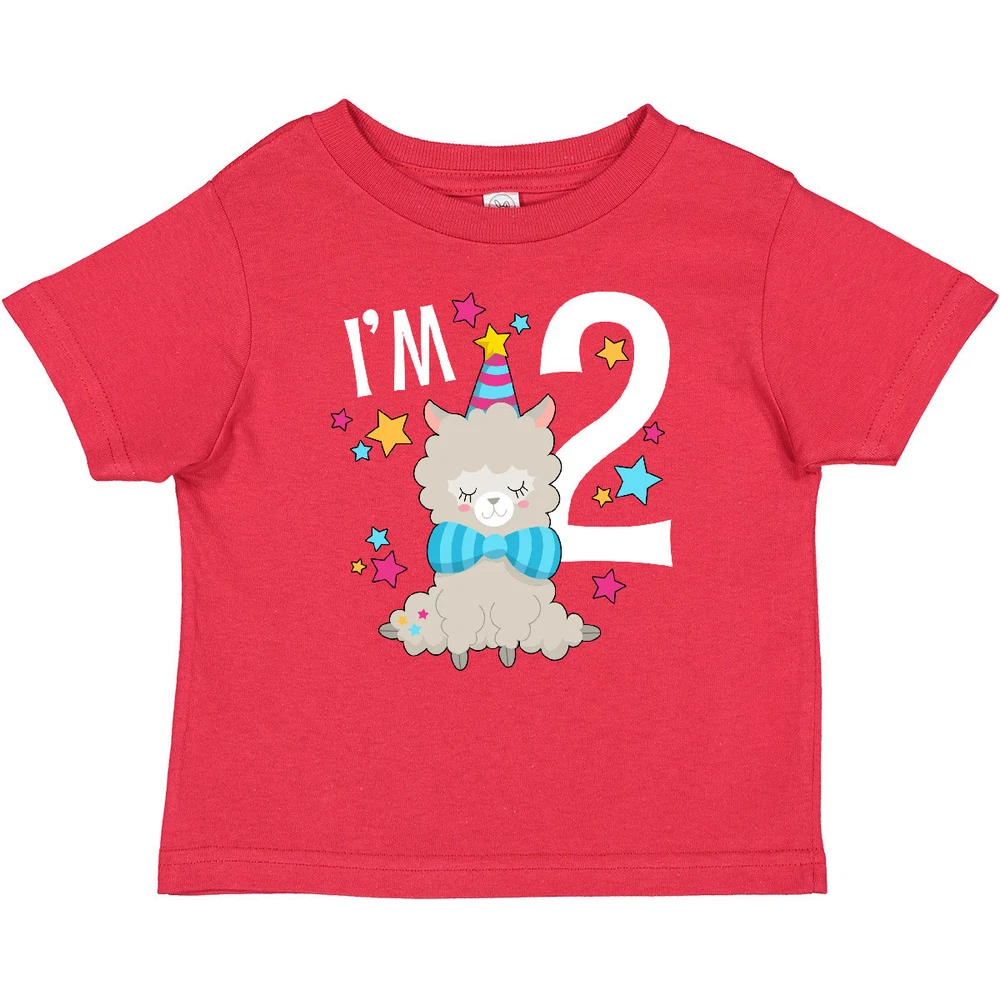 Bella Canvas I'm Two- Cute Llama Second Birthday Baby Toddler Shirt ...