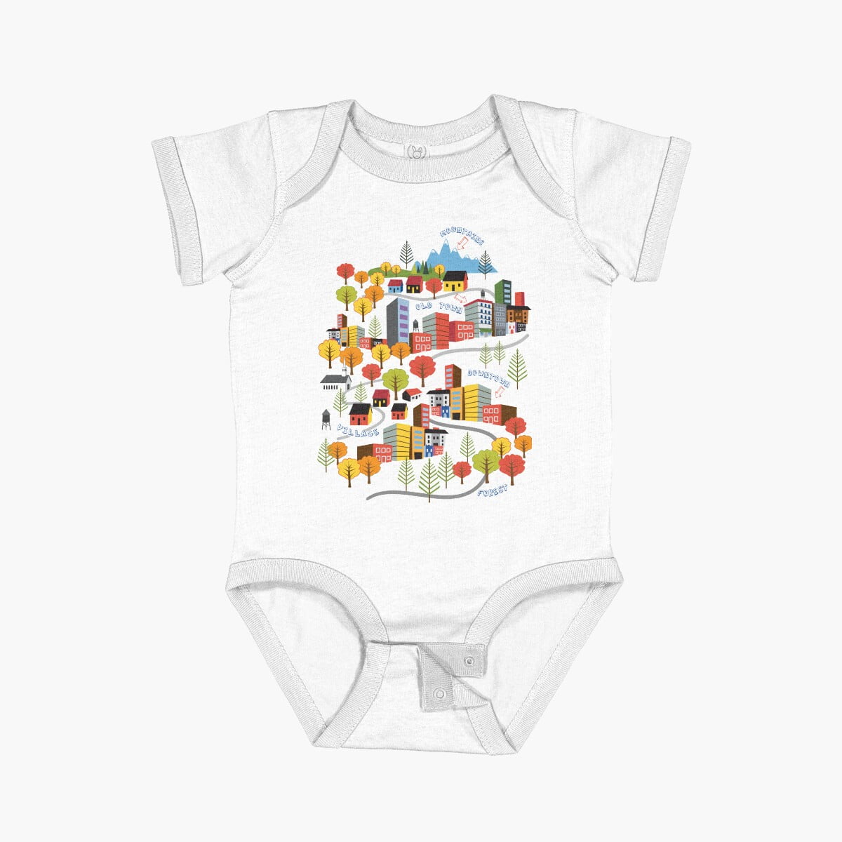 Bella Canvas Illustrated Map Fall Color Roadtrip Short Sleeve Baby One-Piece Newborn Gender ...