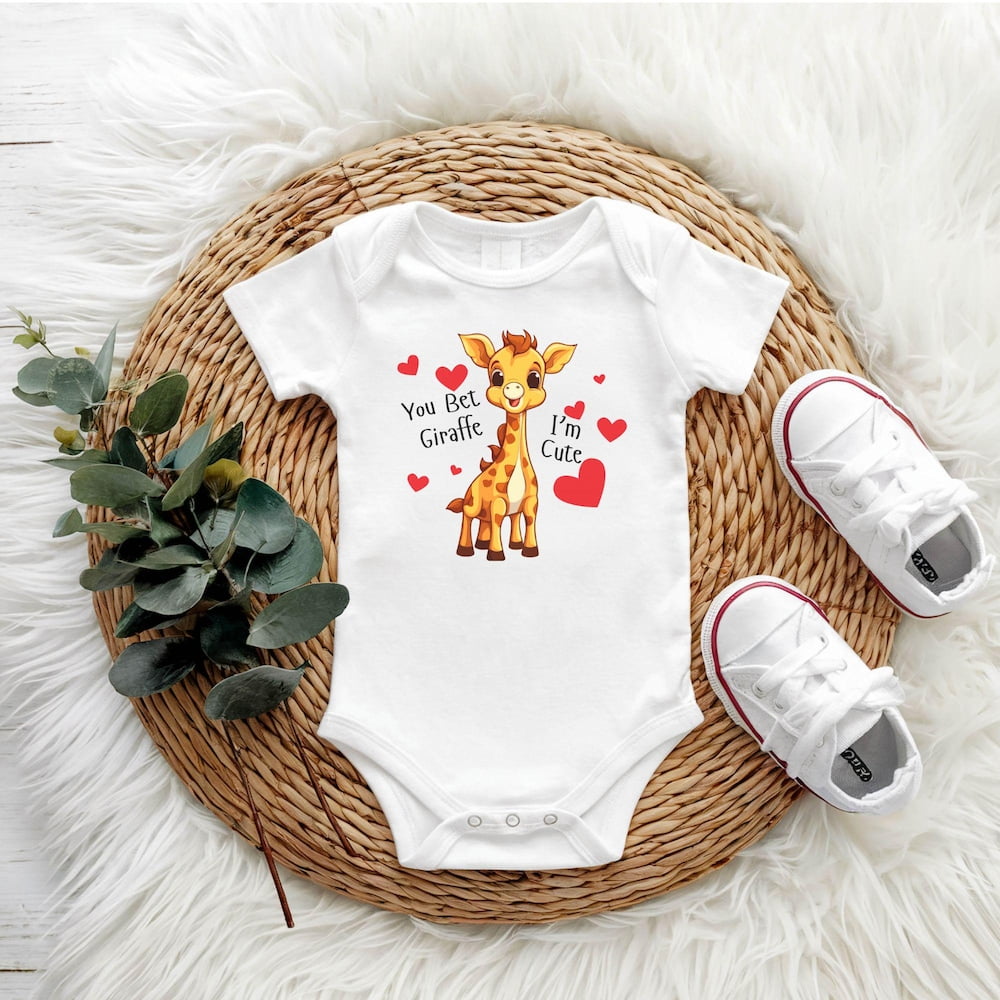 Bella Canvas Infant Bodysuit, Baby Giraffe Graphic, 'You Bet Your Giraffe I'm Cute', Baby Gift ...
