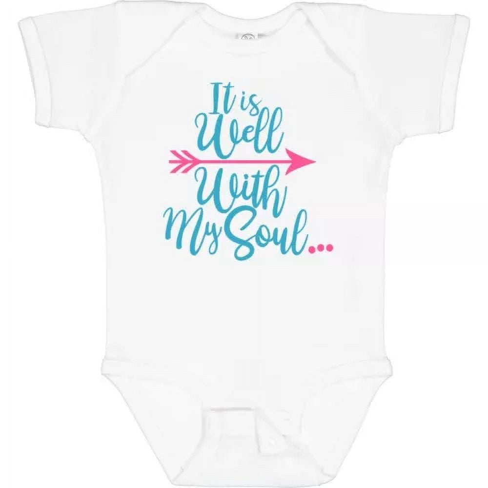 Bella Canvas It Is Well With My Soul Pink Arrow Baby Boodlebug Graphic God Bodysuit - Walmart.com