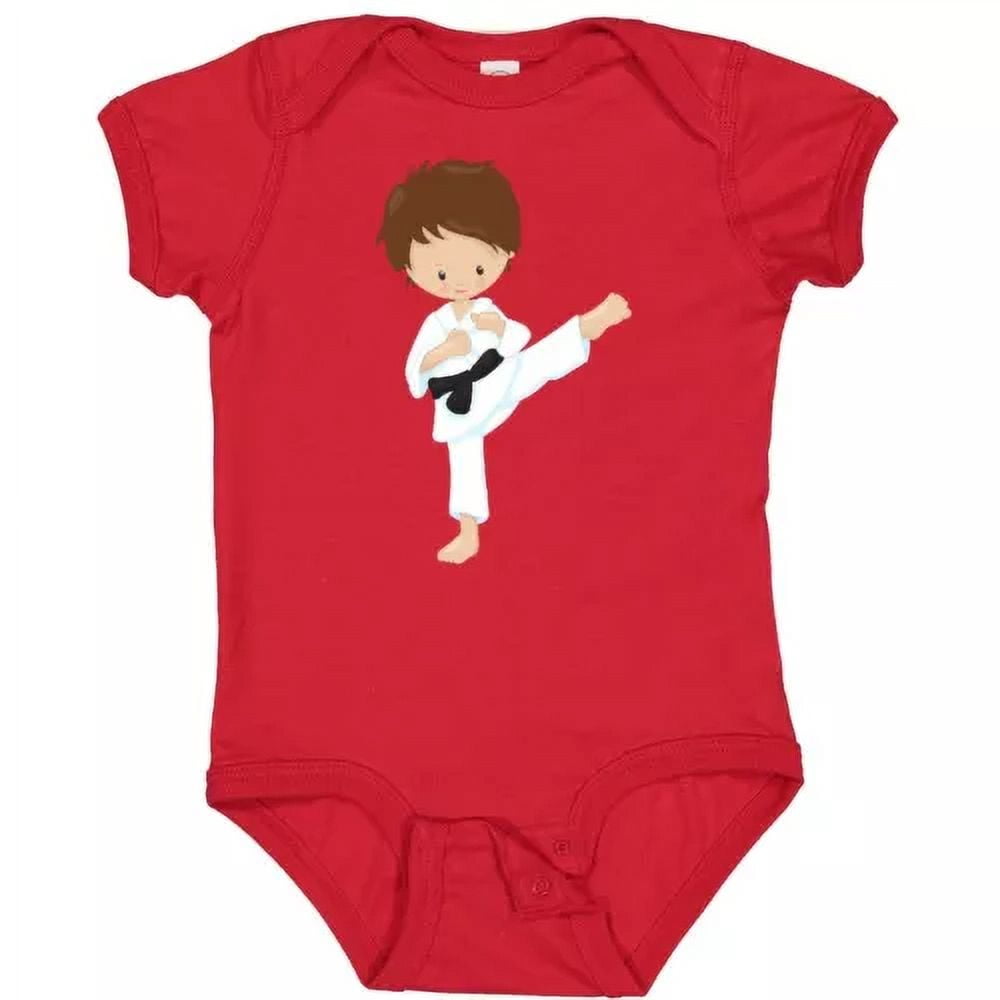 Bella Canvas Karate Boy, Cute Boy, Brown Hair, Black Belt Baby Little ...