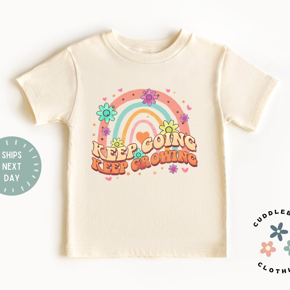 Bella Canvas Keep Going Keep Growing Girls Toddler Shirt, Boho Rainbow Keep Going Flower Kids ...
