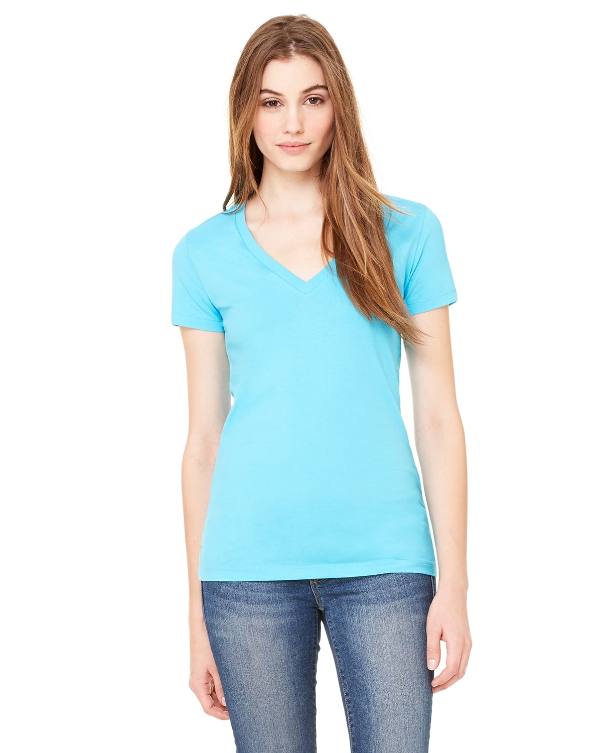 Bella + Canvas Ladies' Jersey Short-Sleeve Deep V-Neck T-Shirt - B6035 ...