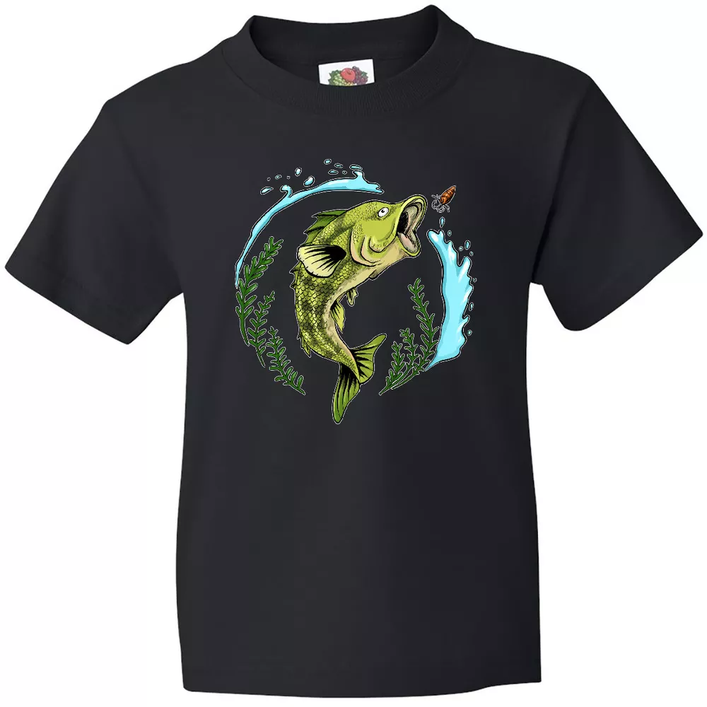 Bella Canvas Leaping Bass Fish- Fishing Illustration Tackle Water ...