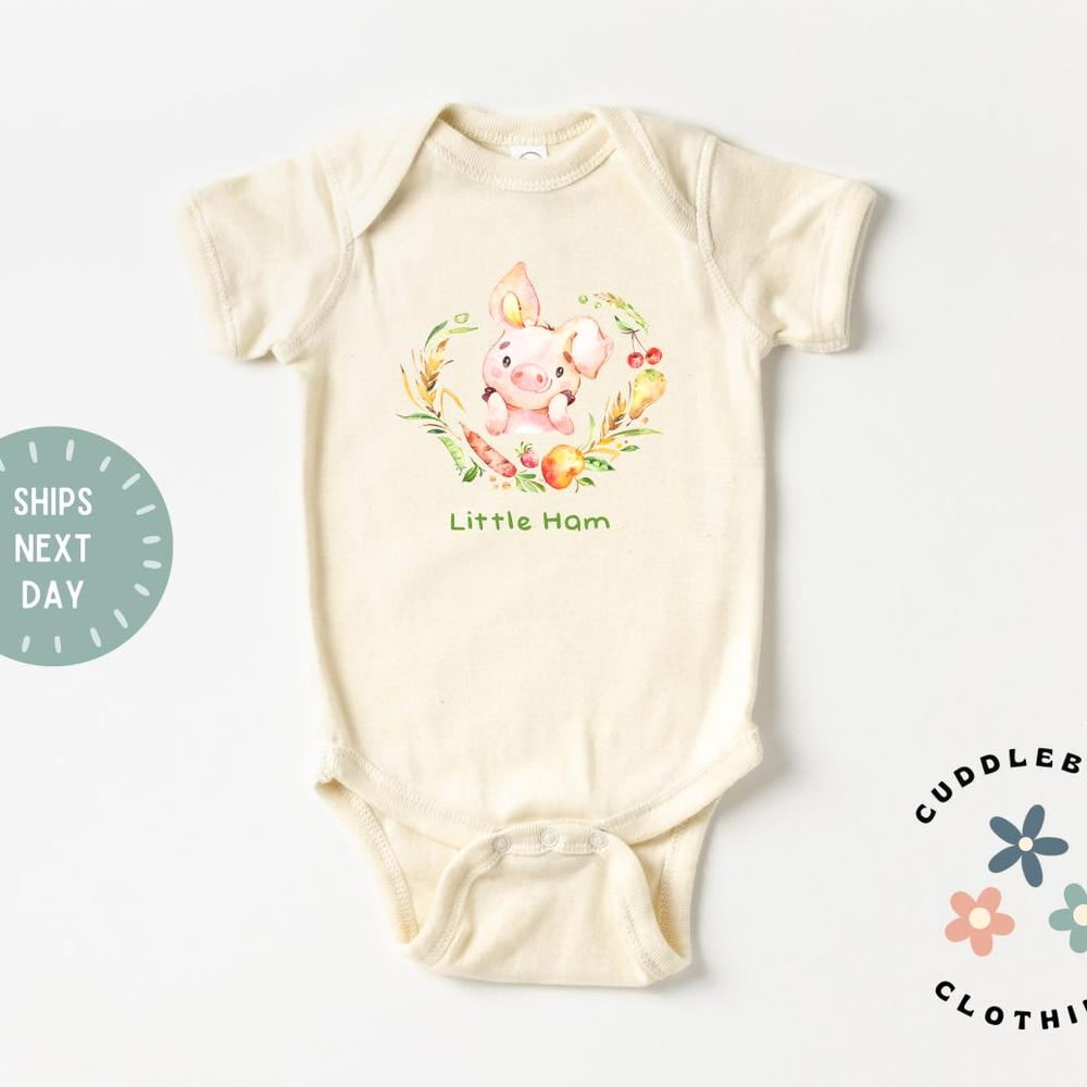 Bella Canvas Little Ham Baby Bodysuit, Pig Baby Bodysuit, Cute Baby Boy ...