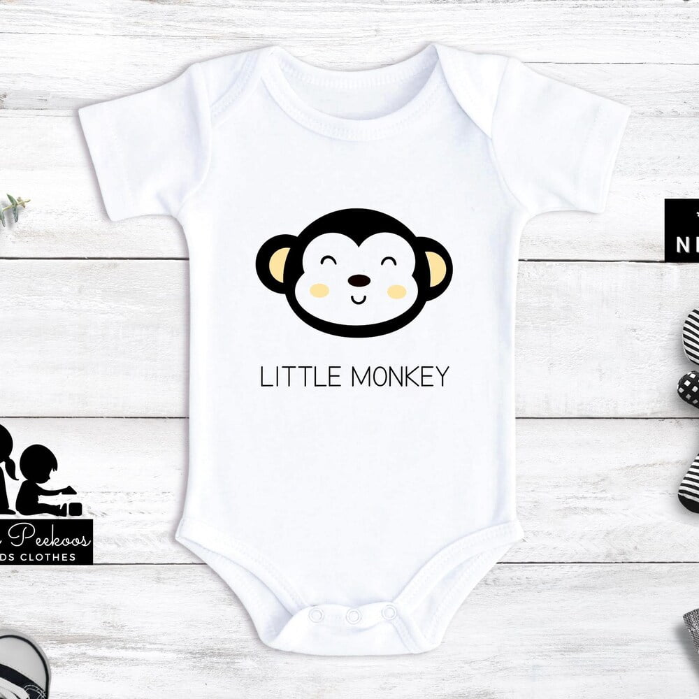 Bella Canvas with Little Monkey, Monkey Lover, Cute Monochrome Animal ...