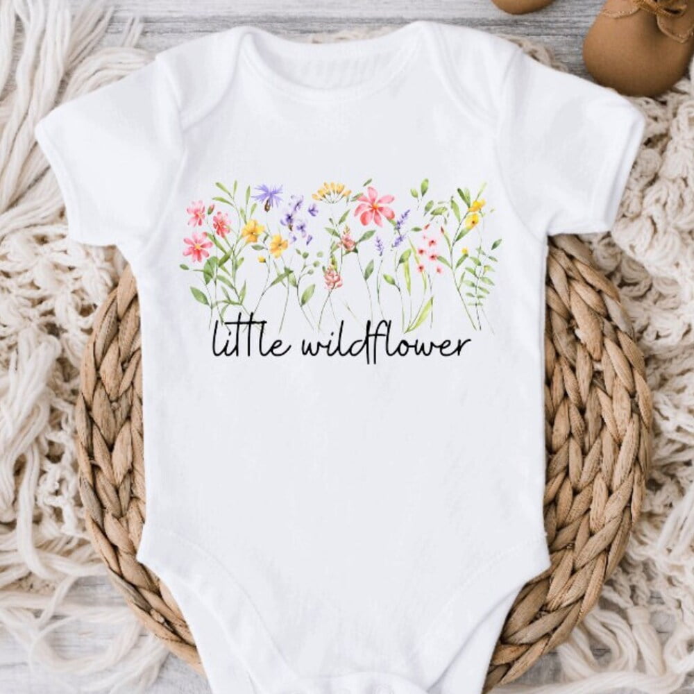 Bella Canvas with Little Wildflower, She Is A Wildflower, Floral Newborn Baby Girl Shower Gift ...