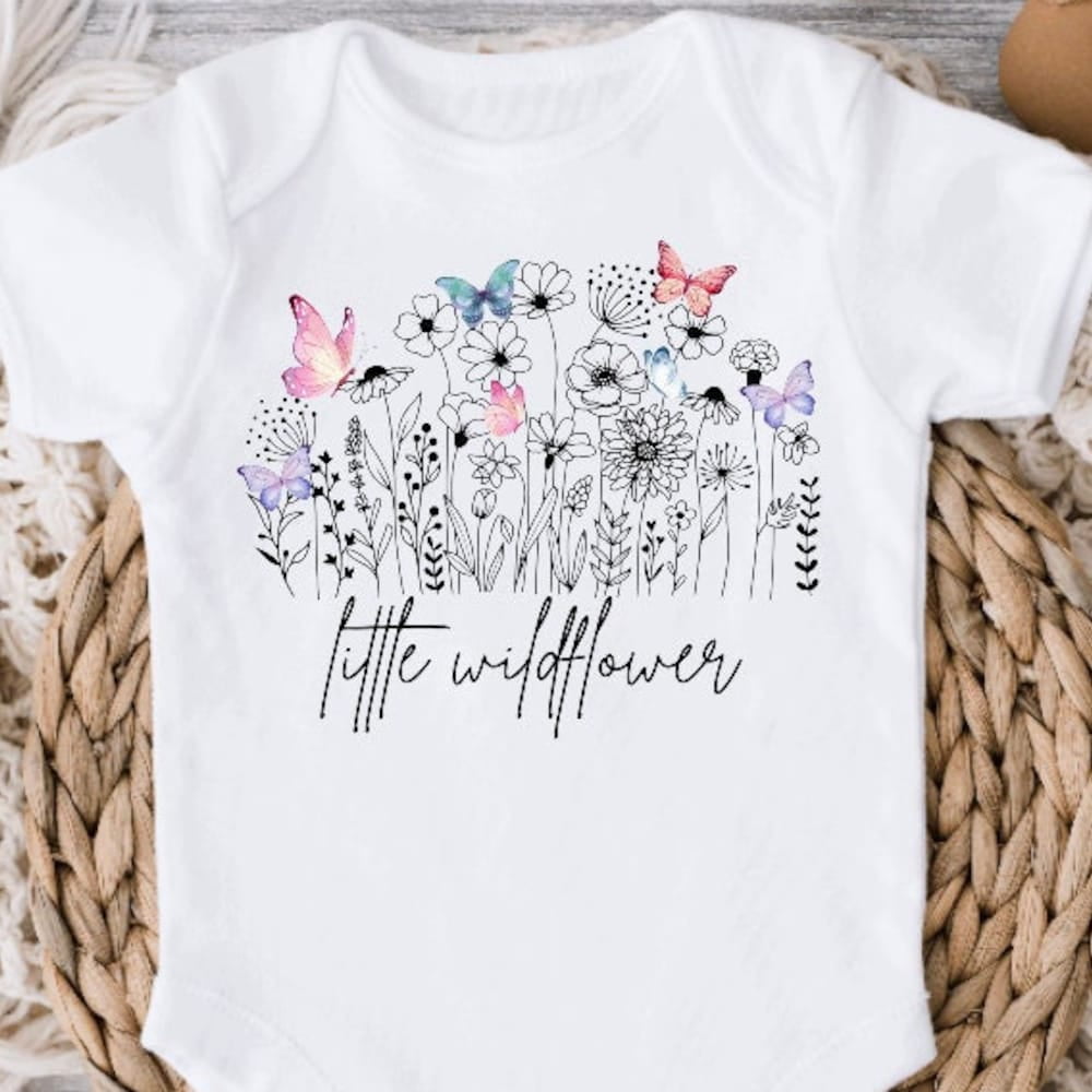 Bella Canvas with Little Wildflower, She Is A Wildflower, Floral Newborn Baby Girl Shower Gift ...