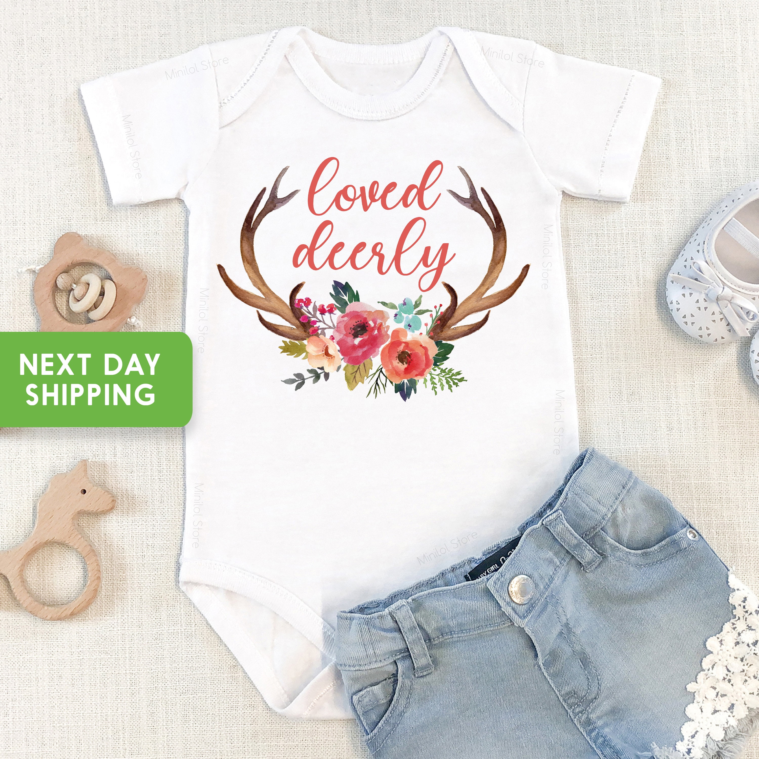 Bella Canvas with Loved Deerly Boho, Cute, Newborn Outfit, Baby Shower Gift,, Baby Boy, Girl ...