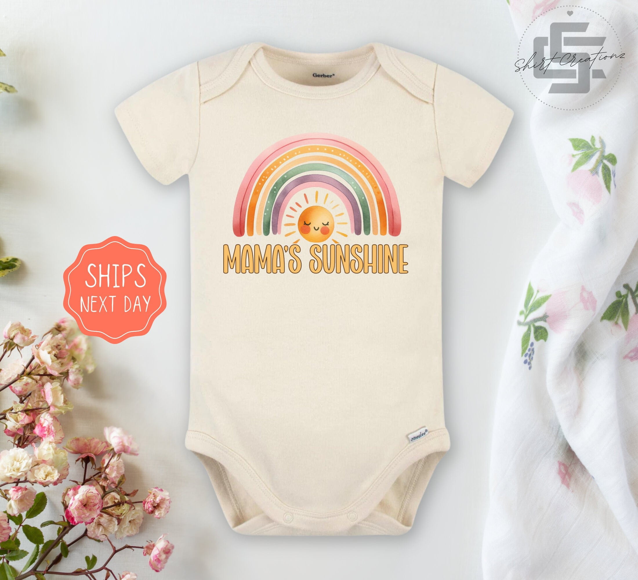 Bella Canvas with Mama'S Sunshine Rainbow, Sunshine And Rainbow Newborn Body Suit. Sunshine ...