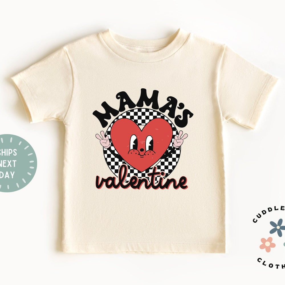 Bella Canvas Mama's Valentine Kids Tee, Retro Valentines Day Shirt ...