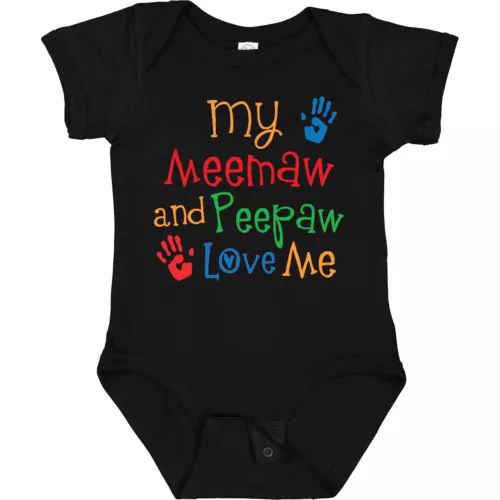 Bella Canvas Meemaw And Peepaw Love Me Baby Bodysuit Grandchild Boy Girl Shower Hws Baby ...