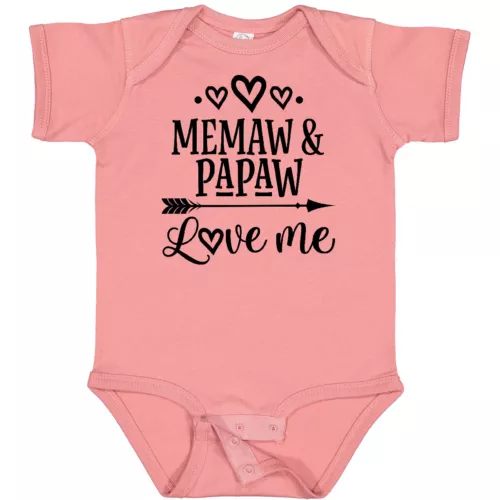 Bella Canvas Memaw And Papaw Love Me Baby Bodysuit From Girl Shower Cute One-Piece Baby Bodysuit ...