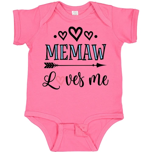 Bella Canvas Memaw Grandma Loves Me Baby Bodysuit Grandkids Grandchild Grandson Hws Bodysuit ...