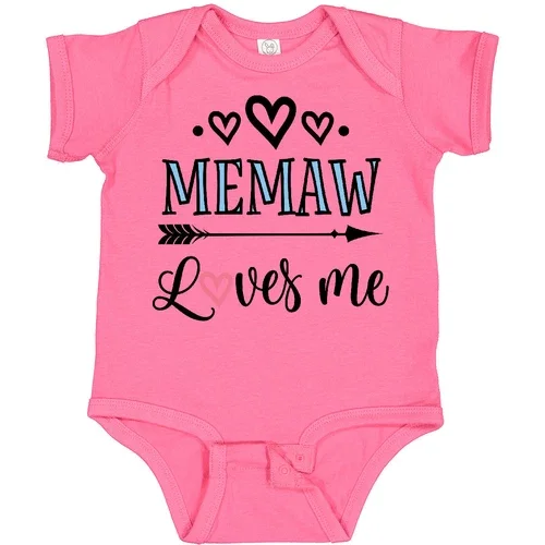 Bella Canvas Memaw Grandma Loves Me Baby Bodysuit Grandkids Grandchild Grandson Hws Bodysuit ...