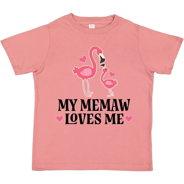 Bella Canvas Memaw Loves Me Girl Flamingo Toddler Shirt Gift Grandchild Grandkids Toddler Shirt ...