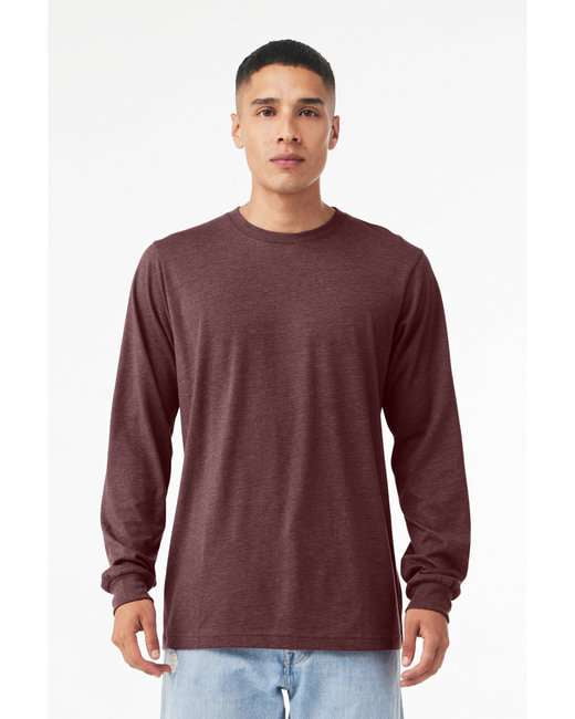 Bella Canvas Mens Heather CVC Long Sleeve Tee, M, Heather Maroon ...