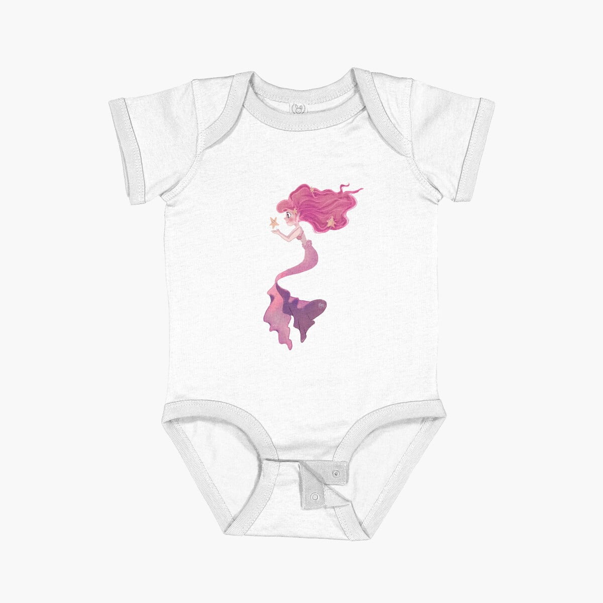 Bella Canvas Mermaid And Starfish Illustration Short Sleeve Baby One ...