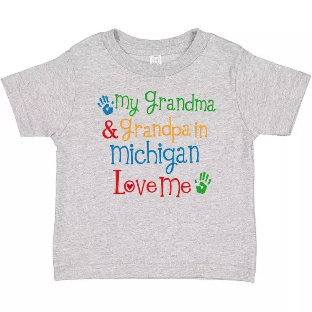 Bella Canvas Michigan Grandma Loves Me Baby Toddler Shirt Grandchild Grandkids Clothing ...
