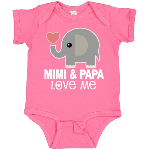 Bella Canvas Mimi And Papa Love Me Grandkids Baby Bodysuit Grandma Boys Girls Hws Bodysuit ...