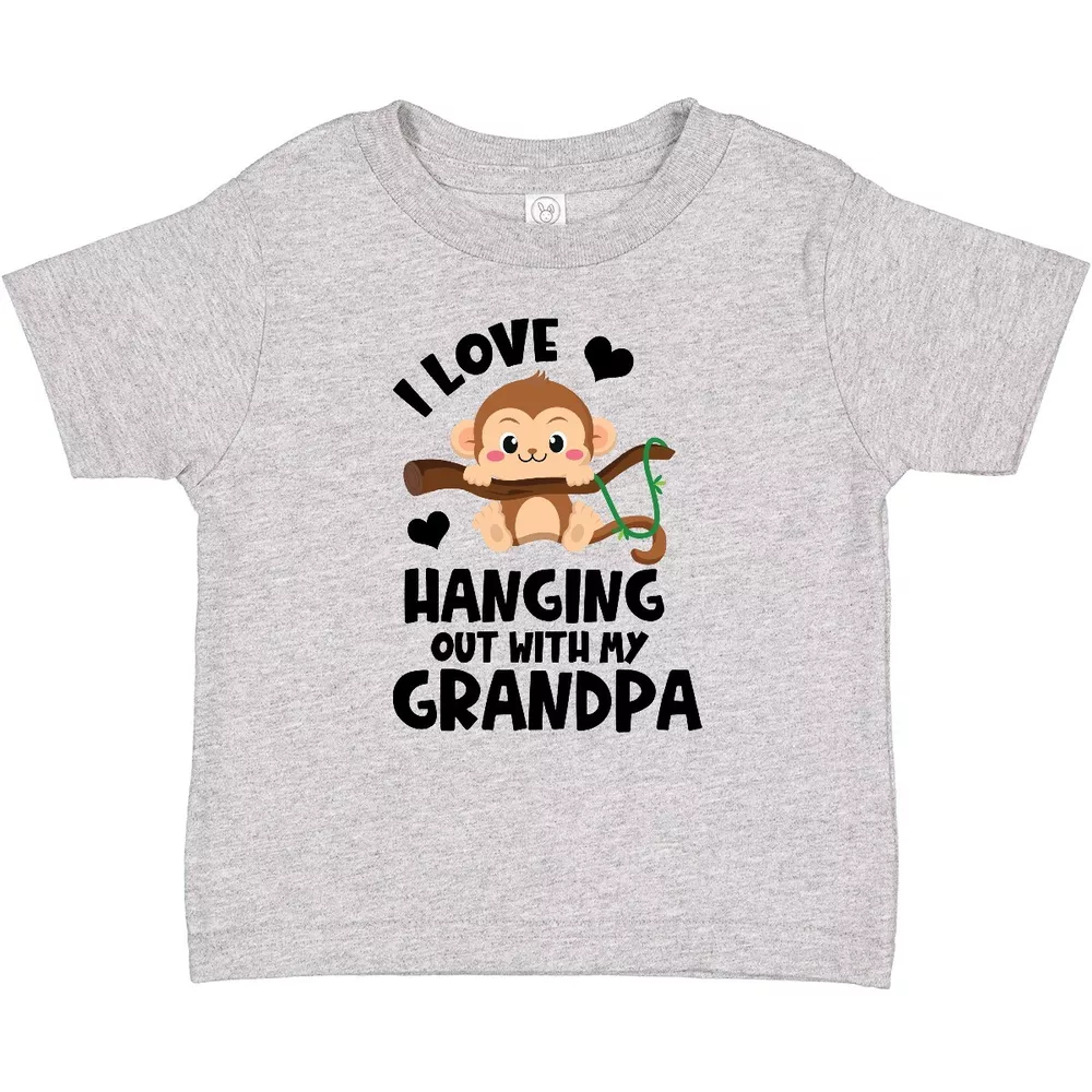 Bella Canvas Monkey I Love Hanging Out With My Grandpa Baby Toddler Shirt Sibling Jmg Toddler ...