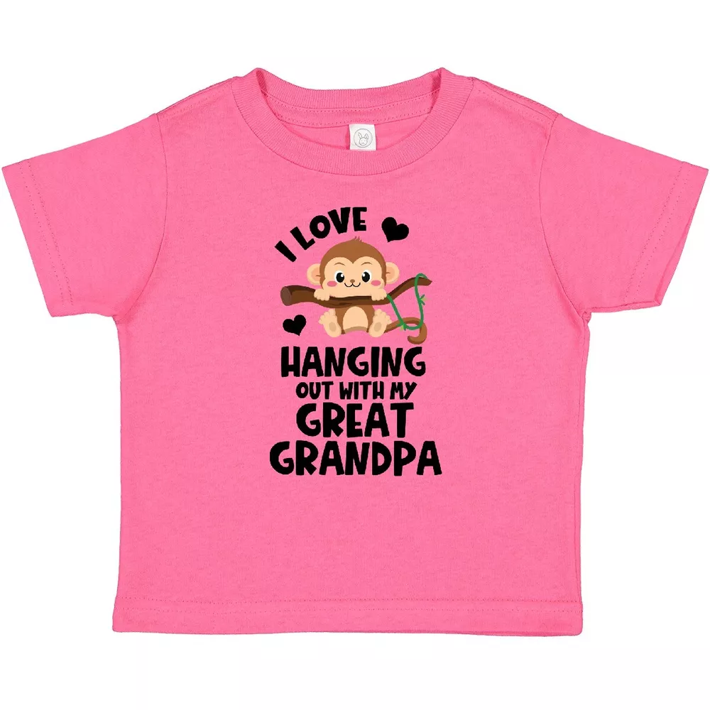 Bella Canvas Monkey I Love Hanging Out With My Great Grandpa Baby Toddler Shirt Sibling Toddler ...