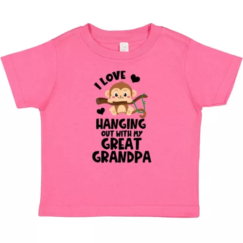 Bella Canvas Monkey I Love Hanging Out With My Great Grandpa Baby Toddler Shirt Sibling ...