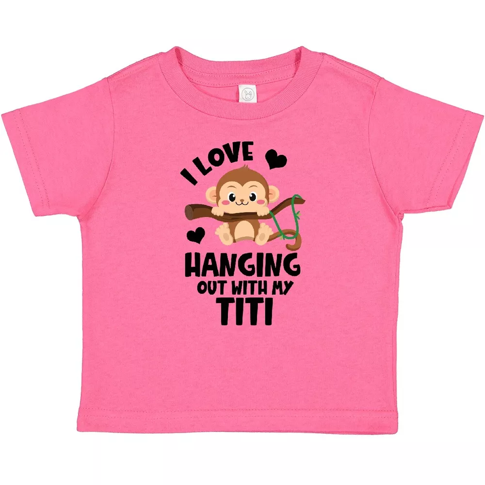 Bella Canvas Monkey I Love Hanging Out With My Titi Baby Toddler Shirt Aunt Adorable Jmg Toddler ...