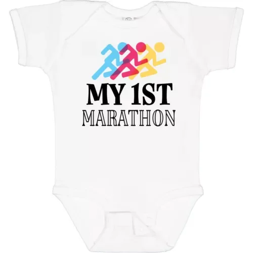 Bella Canvas My 1St Marathon Race Infant Creeper Fitness Apparel Run ...