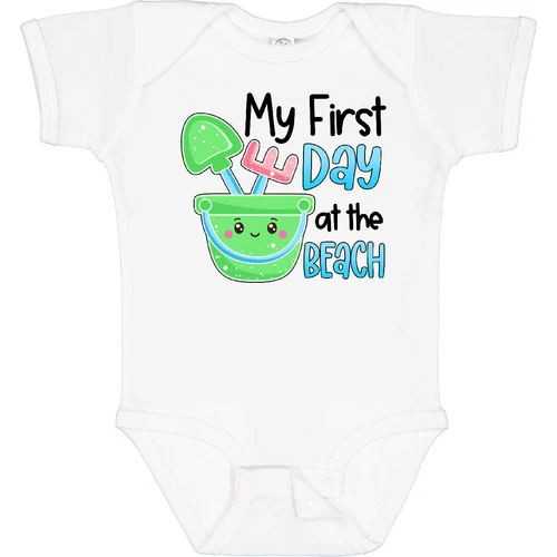 Bella Canvas My 1st Day At The Beach Cute Bucket And Shovel Baby Summer ...