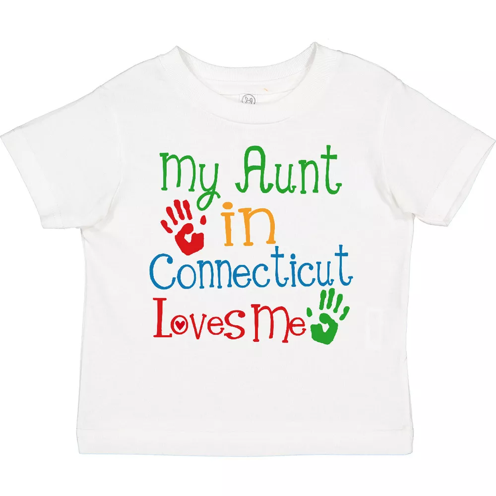 Bella Canvas My Aunt In Connecticut Loves Me Toddler Shirt Gift Girl Boy Clothing Toddler Shirt ...
