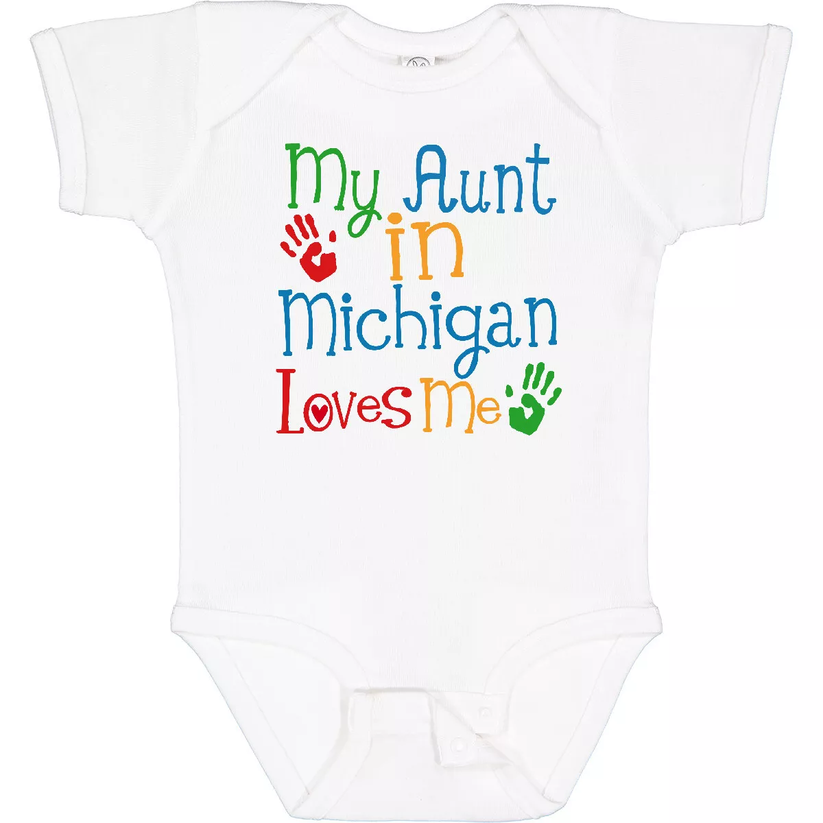 Bella Canvas My Aunt In Michigan Loves Me Baby Bodysuit Childs One-Piece Infant Hws Baby ...