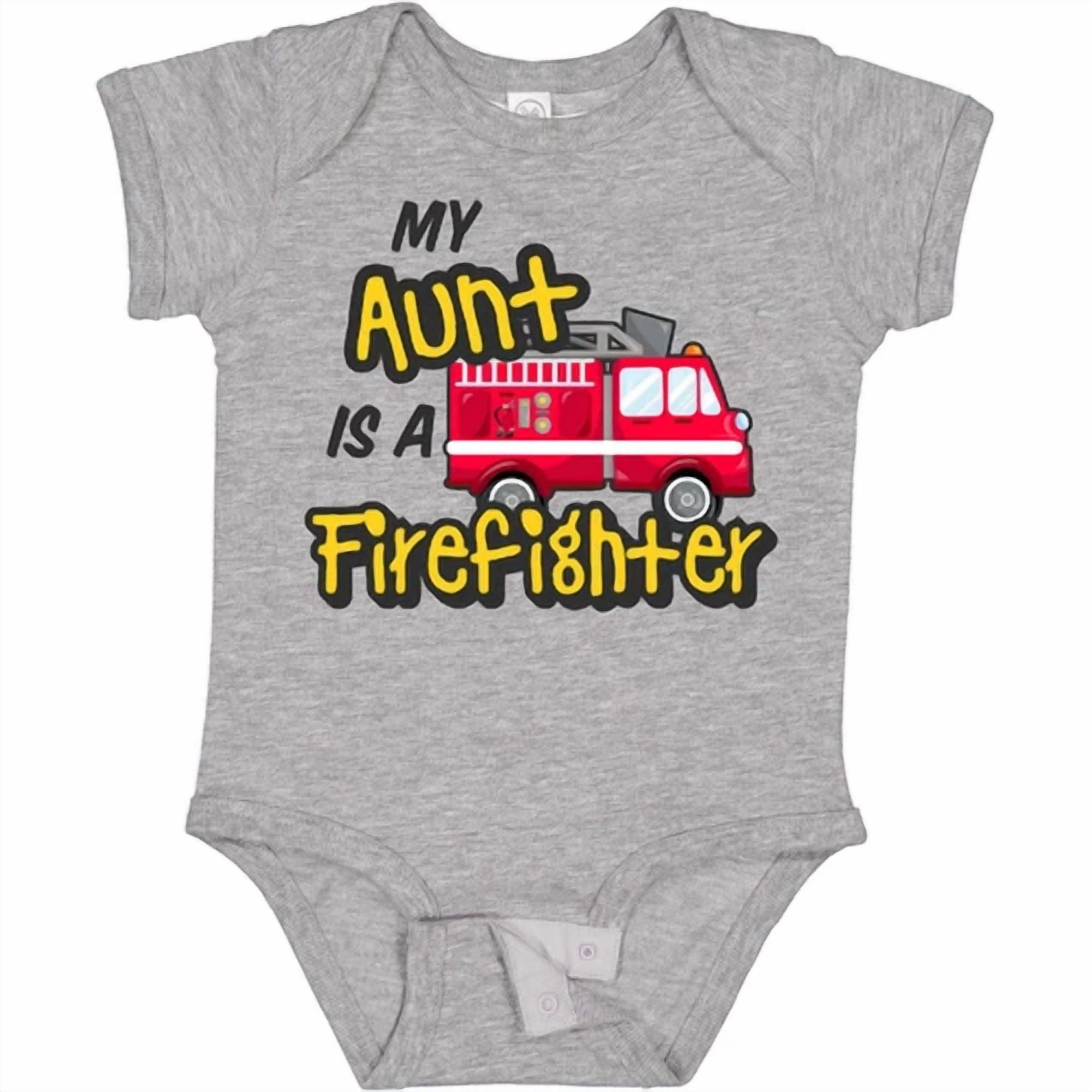 Bella Canvas My Aunt Is A Firefighter With Fire Truck Baby Family Kids ...