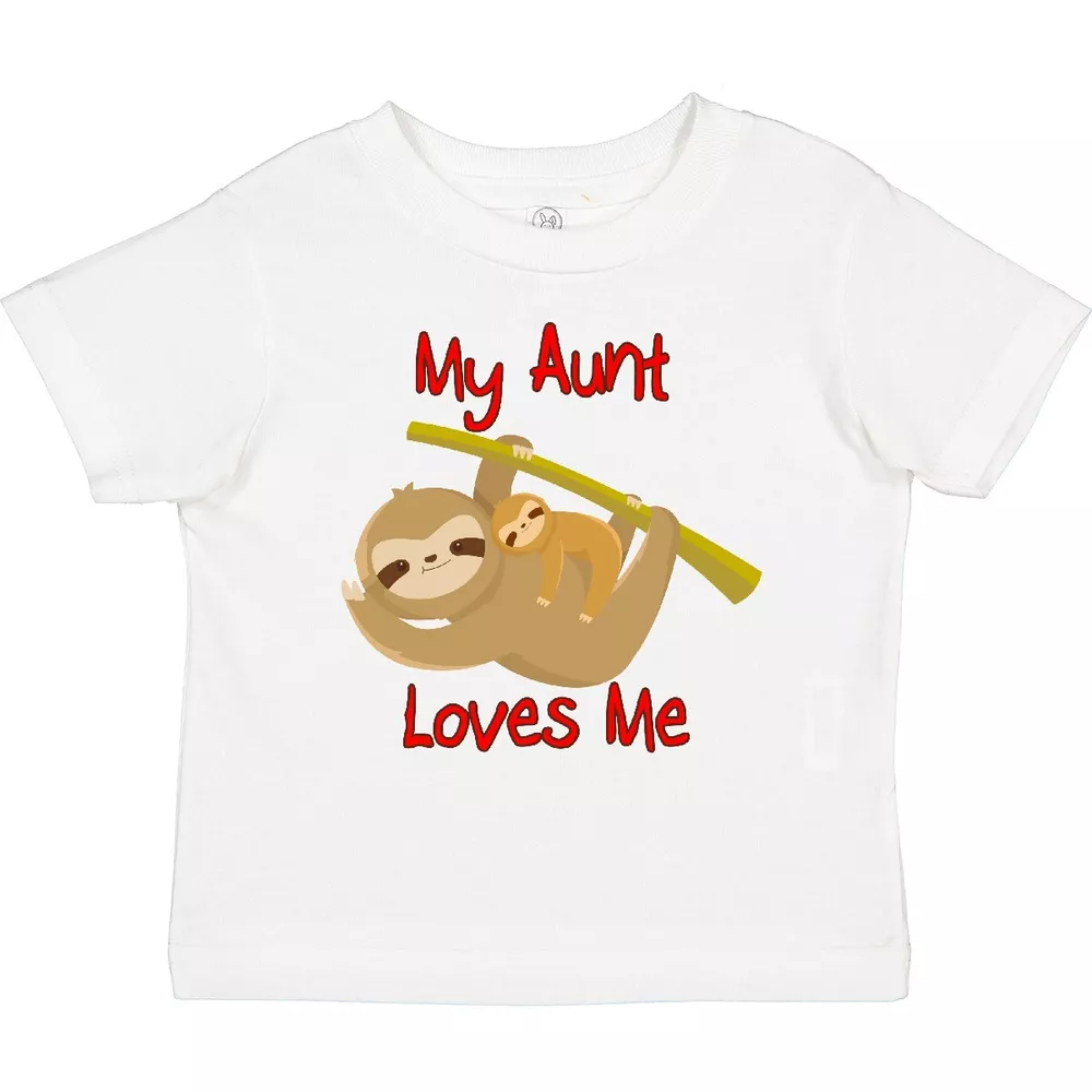 Bella Canvas My Aunt Loves Me Sloth Toddler Shirt Auntie Cute Family Member Gift Toddler Shirt ...