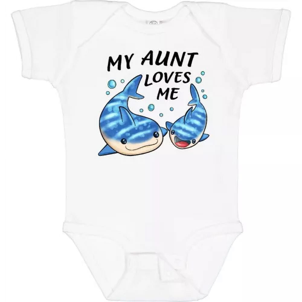 Bella Canvas My Aunt Loves Me- Whale Shark Baby Bodysuit Family Sharks Auntie Fish Baby Bodysuit ...