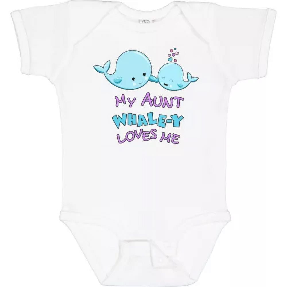 Bella Canvas My Aunt Whale-Y Loves Me Baby Bodysuit Family Cute Niece Nephew Auntie Baby ...