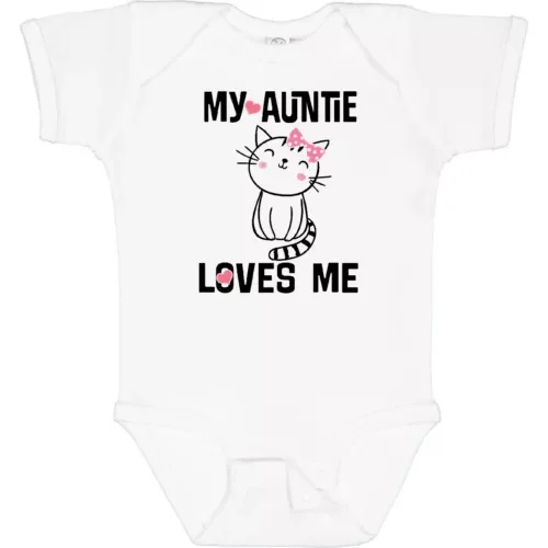 Bella Canvas My Auntie Loves Me Infant Creeper Childs Cute Apparel Aunty Family Hws Bodysuit ...