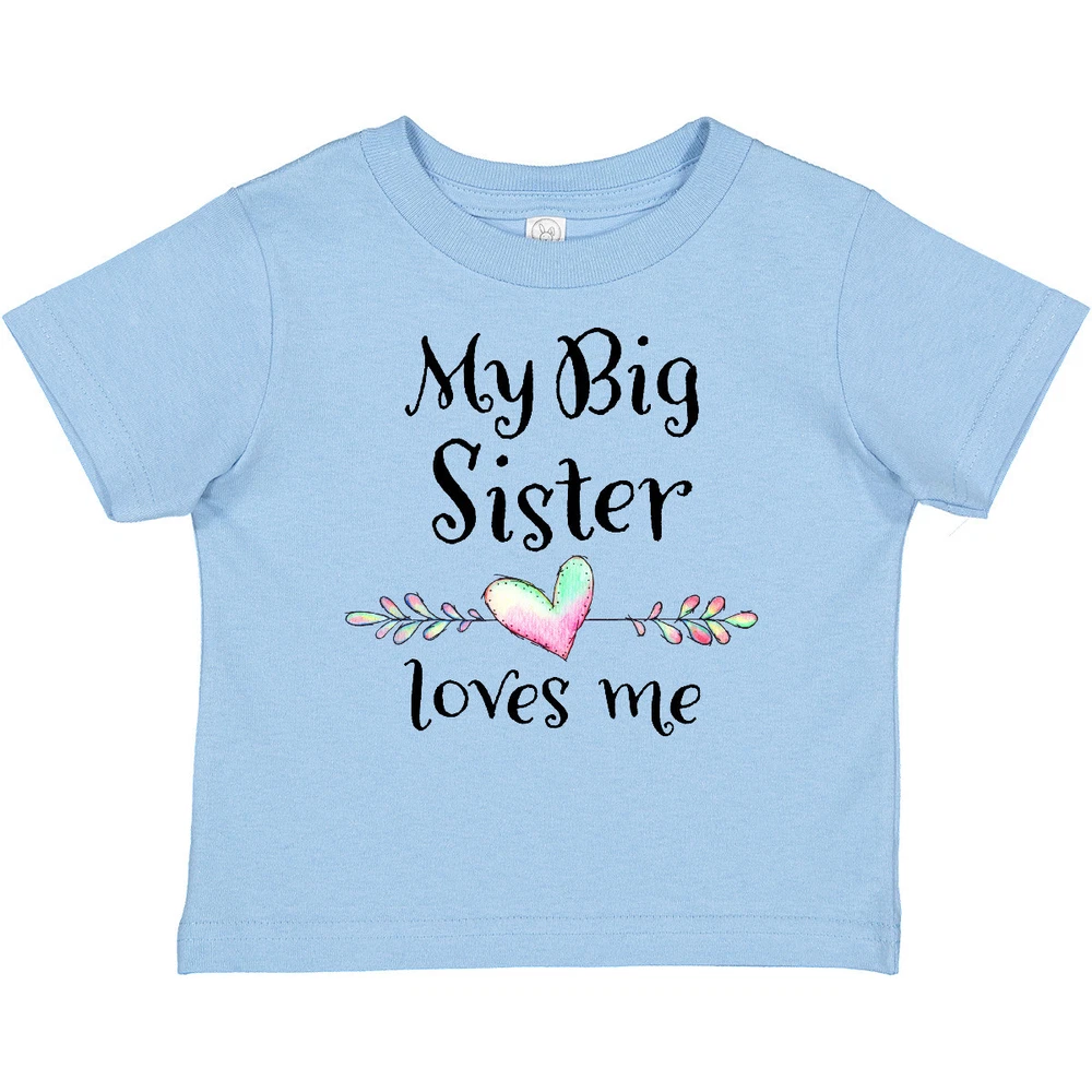 Bella Canvas My Big Sister Loves Me- Heart Baby Toddler Shirt Family Sisters Siblings Sis ...