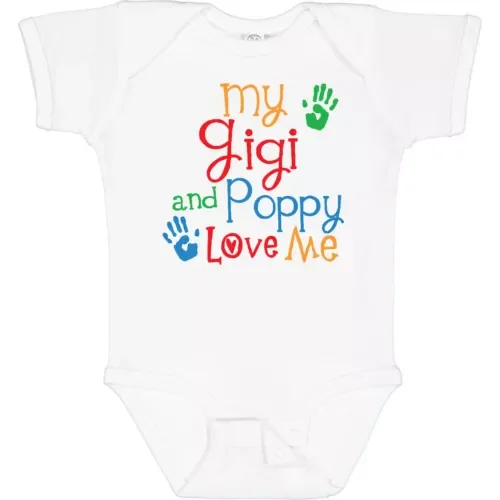 Bella Canvas My Gigi And Poppy Love Me Baby Bodysuit From Grandbaby Grandkids Boy Baby Bodysuit ...