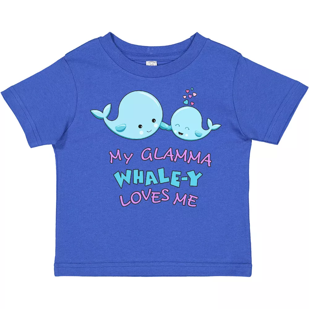 Bella Canvas My Glamma Whale-y Loves Me Toddler Shirt Family Cute Grandma Gran Toddler Shirt ...