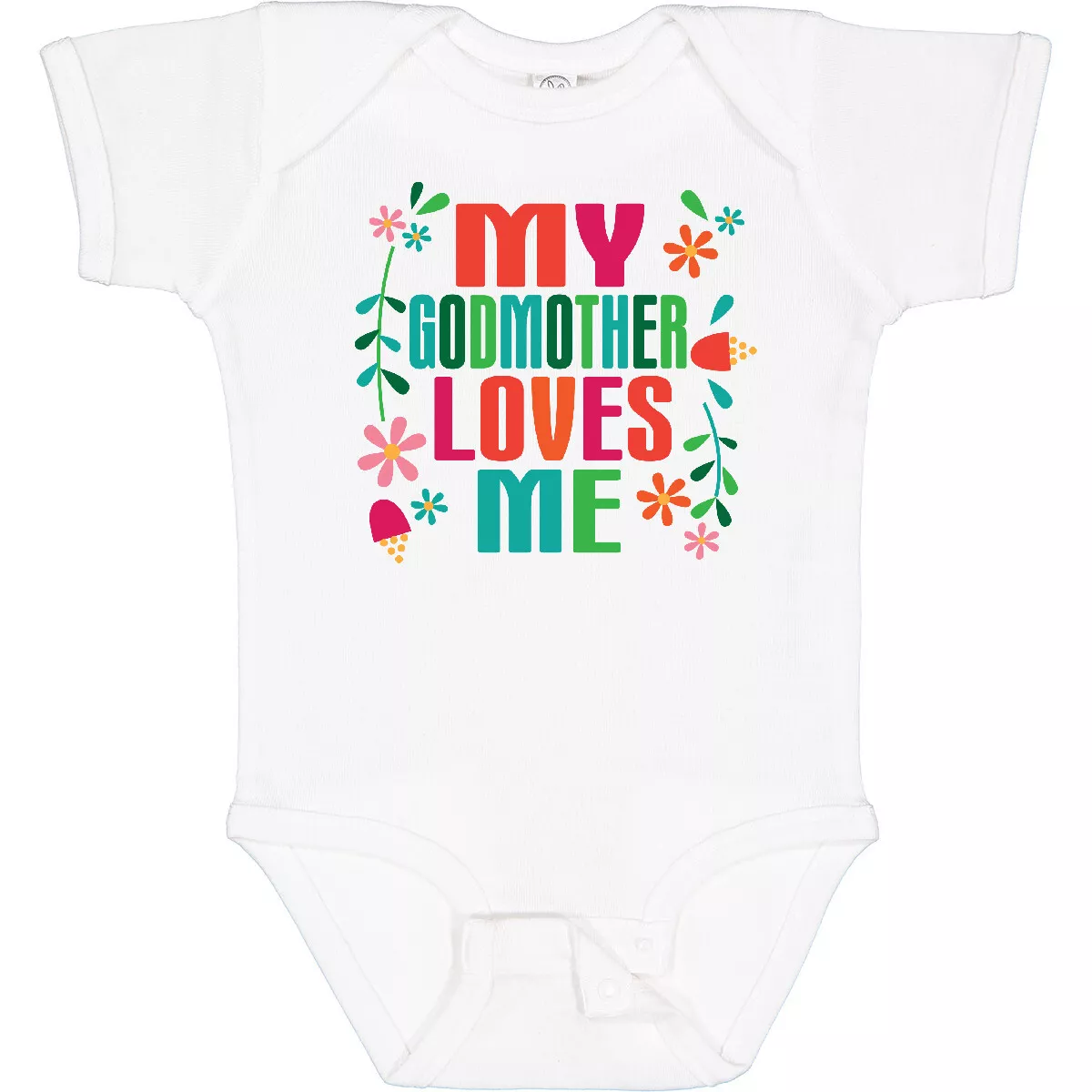 Bella Canvas My Godmother Loves Me Girls Baby Bodysuit Goddaughter Cute Flowered Baby Bodysuit ...